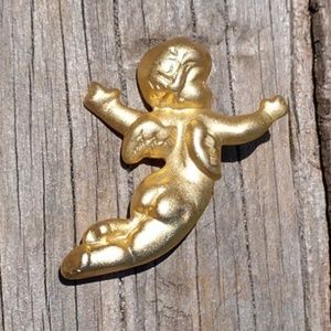 Jewelry | Vintage Gold Cute Cherub Baby Angel Pin | Poshmark